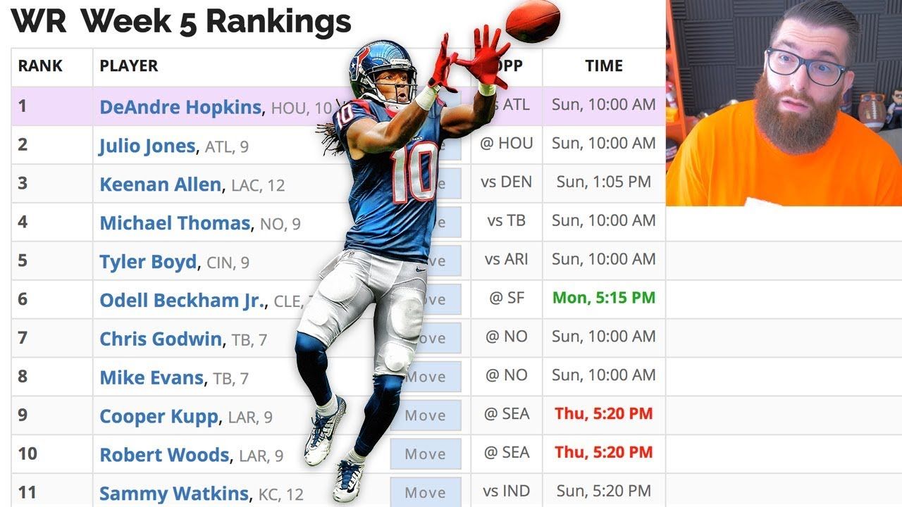 Week 5 Rankings Fantasy Football 2019